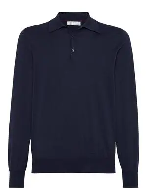 Brunello Cucinelli Cotton Polo Sweater - Blue