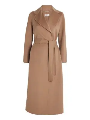 Max Mara Virgin Wool Wrap Coat - Beige