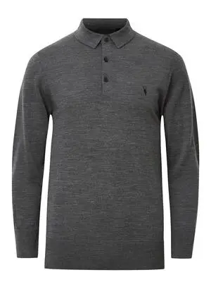 ALLSAINTS Merino Wool Mode Polo Shirt - Grey