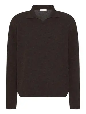THE ROW Franz Cashmere Polo Sweater - Brown
