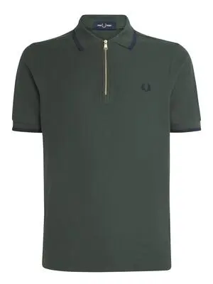 Fred Perry Cotton Crepe Piqué Polo Shirt - Green