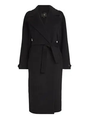 Maje Wool-blend Double-faced Overcoat - Black