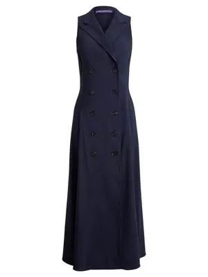 Ralph Lauren Cotton-blend Alecia Midi Dress - Navy
