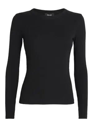 ME+EM Stretch-cotton Ribbed T-shirt - Black