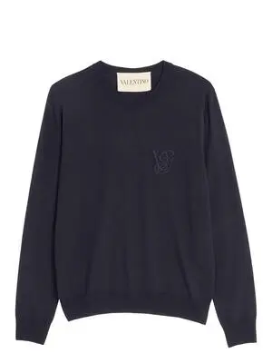 Valentino Garavani Virgin Wool Monogram Sweater - Blue