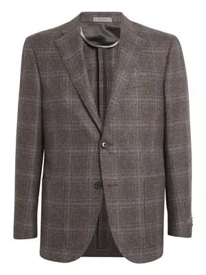 Corneliani Virgin Wool Check Blazer - Brown