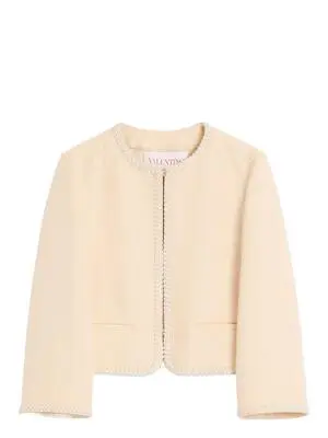 Valentino Garavani Wool-silk Embroidered Jacket - Nude