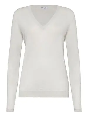 Brunello Cucinelli Cashmere-silk-blend Sweater - White