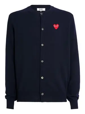 Play Comme Des Garcon Wool Heart Cardigan - Navy