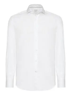 Brunello Cucinelli Cotton Twill Slim-fit Shirt - White