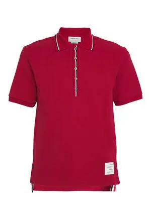 Thom Browne Cotton Rib-cuff Polo Shirt - Burgundy