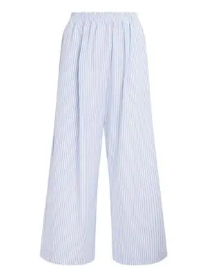 Max Mara Cotton Wide-leg Cropped Trousers - Blue