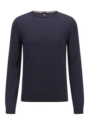 BOSS Virgin Wool Crew-neck Sweater - Blue