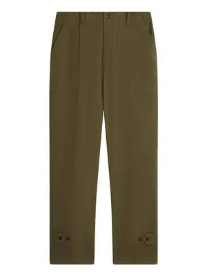 Dunhill Cotton Micro-herringbone Single-pleat Tapered Chinos - Green