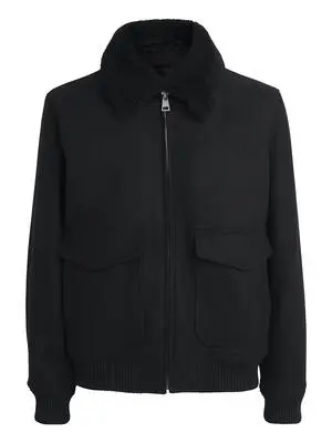 Sandro Wool-blend Bomber Jacket - Black
