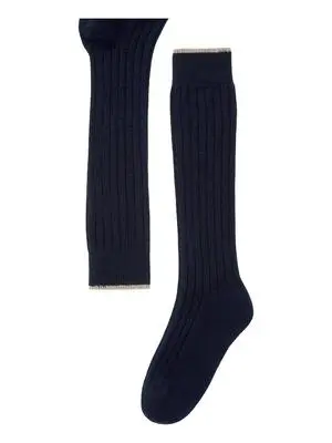 Brunello Cucinelli Cashmere Rib-knit Socks - Blue