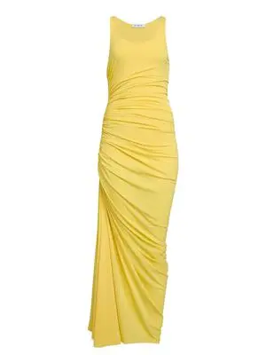 Alaïa Asymmetric Gathered Maxi Dress - Yellow