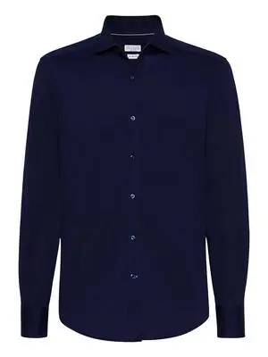 Brunello Cucinelli Cotton Piqué Shirt - Blue