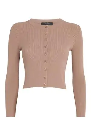 Max Mara Rib-knit Cropped Cardigan - Brown