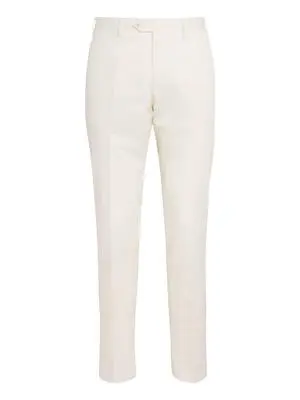 LARDINI Wool Slim Fit Trousers - White