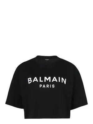 Balmain Cropped Logo T-shirt - Black