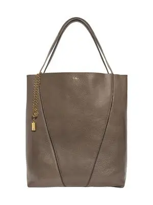 Chloé Large Calfskin Spin Tote Bag - Grey