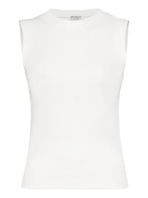 Brunello Cucinelli Cotton Ribbed Tank Top - Beige