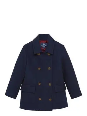 Trotters Wool Pea Coat - Navy
