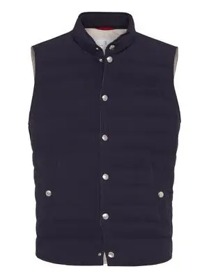 Brunello Cucinelli Bonded Taffeta Down Gilet - Blue