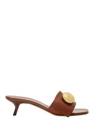Loewe Leather Heeled Mules - Brown