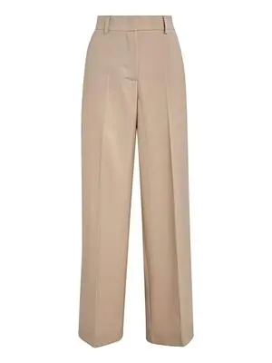 Max Mara Virgin Wool Wide Leg Trousers - Beige