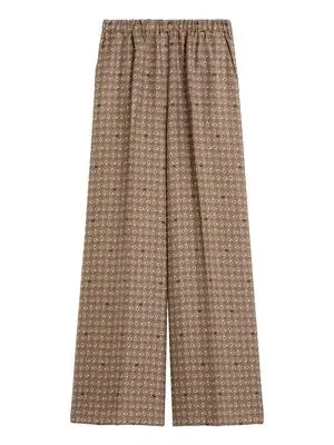 Max Mara Silk Twill Printed Wide-leg Trousers - Brown