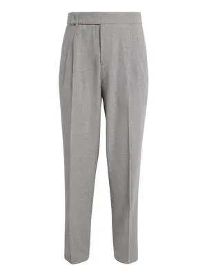 Isaia Wool-blend Pleated Trousers - Black