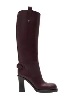 Burberry Calf Leather Cavalier Knee-high Boots - Red