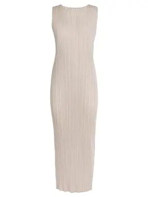 Issey Miyake Pleated Maxi Dress - Beige
