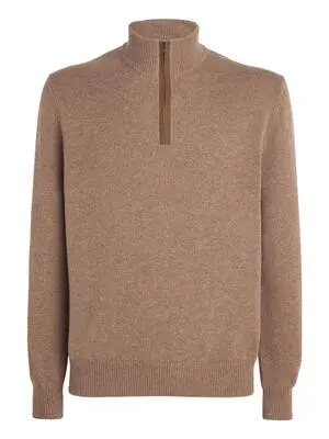 Agnona Cashmere Quarter-zip Pullover - Brown