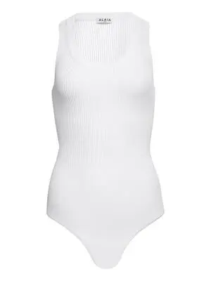 Alaïa Scoop-neck Tank Bodysuit - White