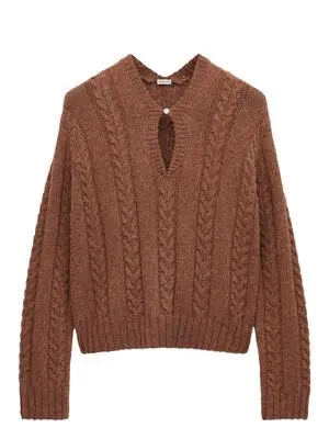 Loewe Wool Cable-knit Sweater - Brown
