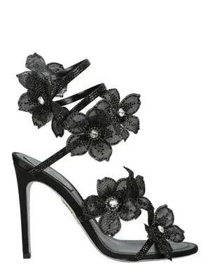 Rene Caovilla Cleo Floral Sandals - Black
