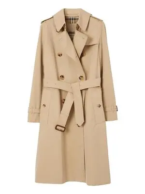 BURBERRY Gabardine Kensington Long Trench Coat
