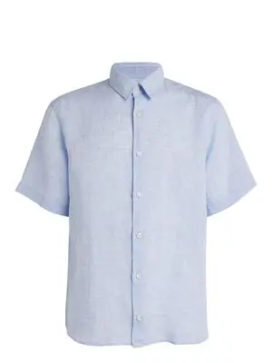Frescobol Carioca Linen Castro Short-sleeve Shirt - Blue