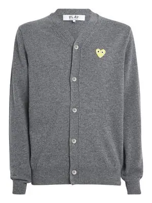 Play Comme Des Garcon Wool Heart Cardigan - Grey