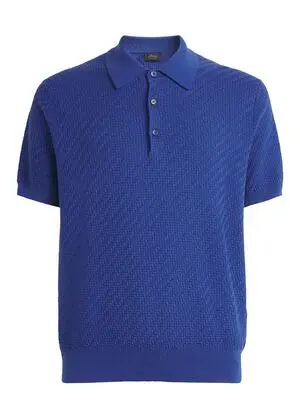 Brioni Cotton-silk-cashmere Polo Shirt - Blue