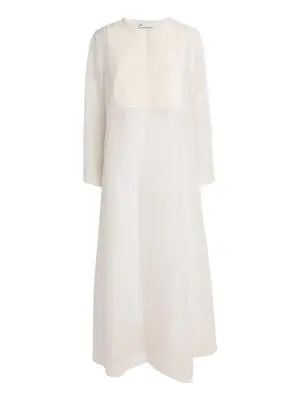 Tory Burch Linen-silk Pleated Midi Kaftan - Ivory