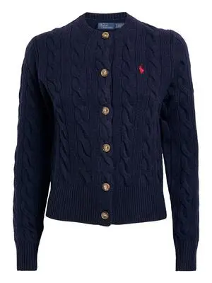 Polo Ralph Lauren Wool-cashmere Cable-knit Cardigan - Navy