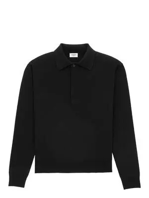 Saint Laurent Wool Polo Sweater - Black