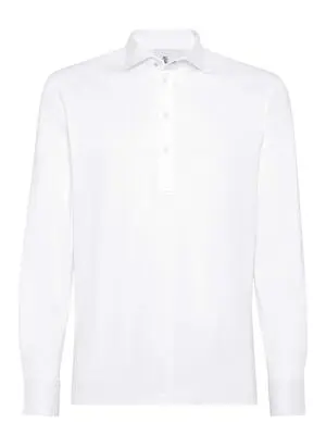 Brunello Cucinelli Cotton Long-sleeve Polo Shirt - White