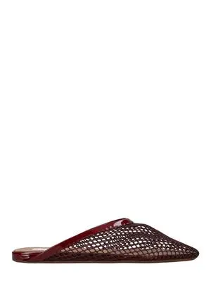 Alaïa Flat Fishnet Mules - Burgundy