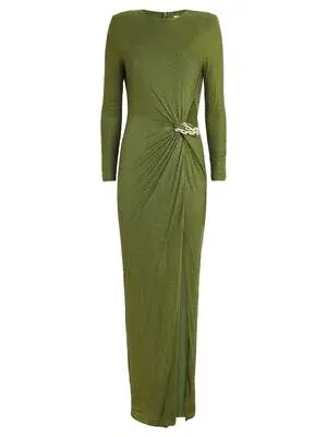 SELF-PORTRAIT Rhinestone-embellished Maxi Dress - Green