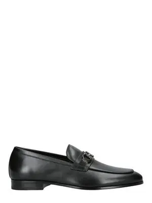 FERRAGAMO Leather Balty Loafers - Black
